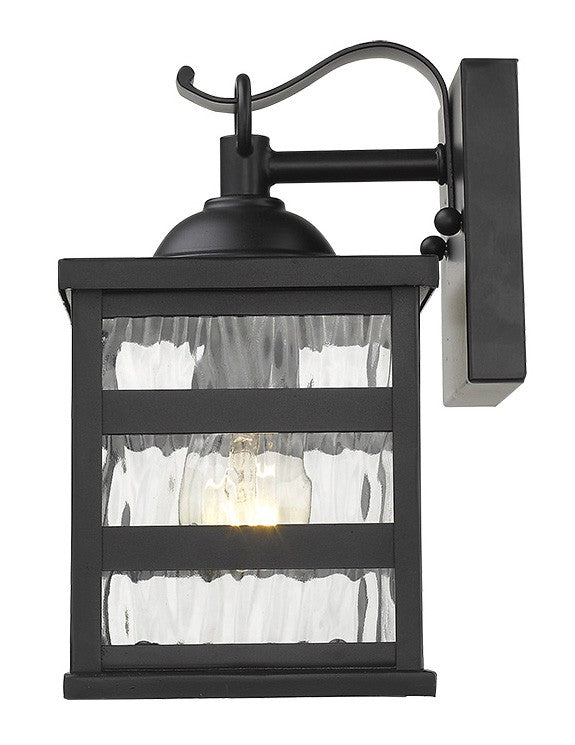 Glass Panel Matte Black Outdoor Cage Light – Al Fresco Deco